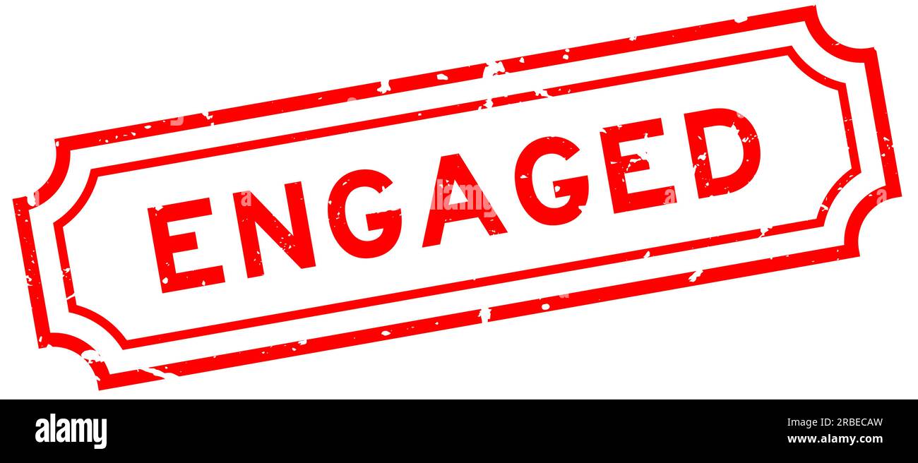Grunge red engaged word rubber seal stamp on white background Stock ...