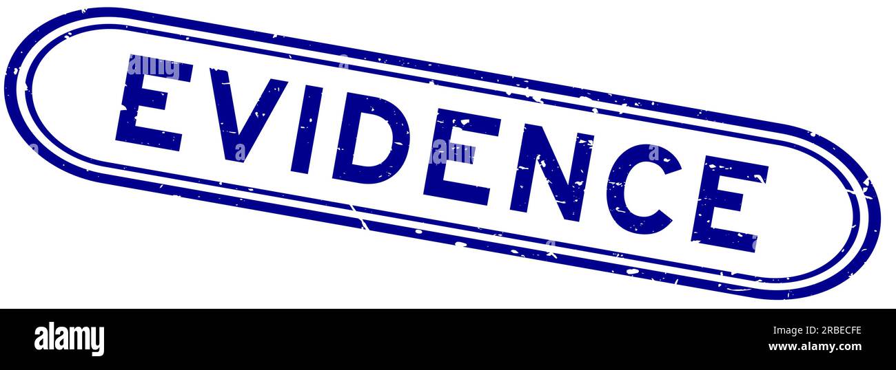 Grunge blue evidence word rubber seal stamp on white background Stock ...