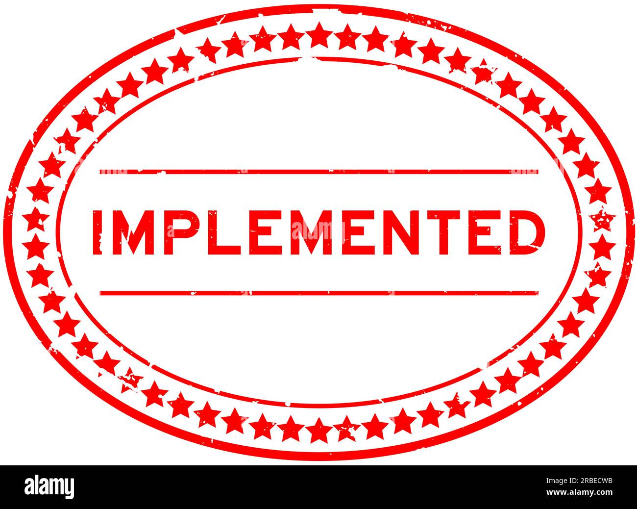 Grunge red implemented word oval rubber seal stamp on white background Stock Vector Image & Art ...