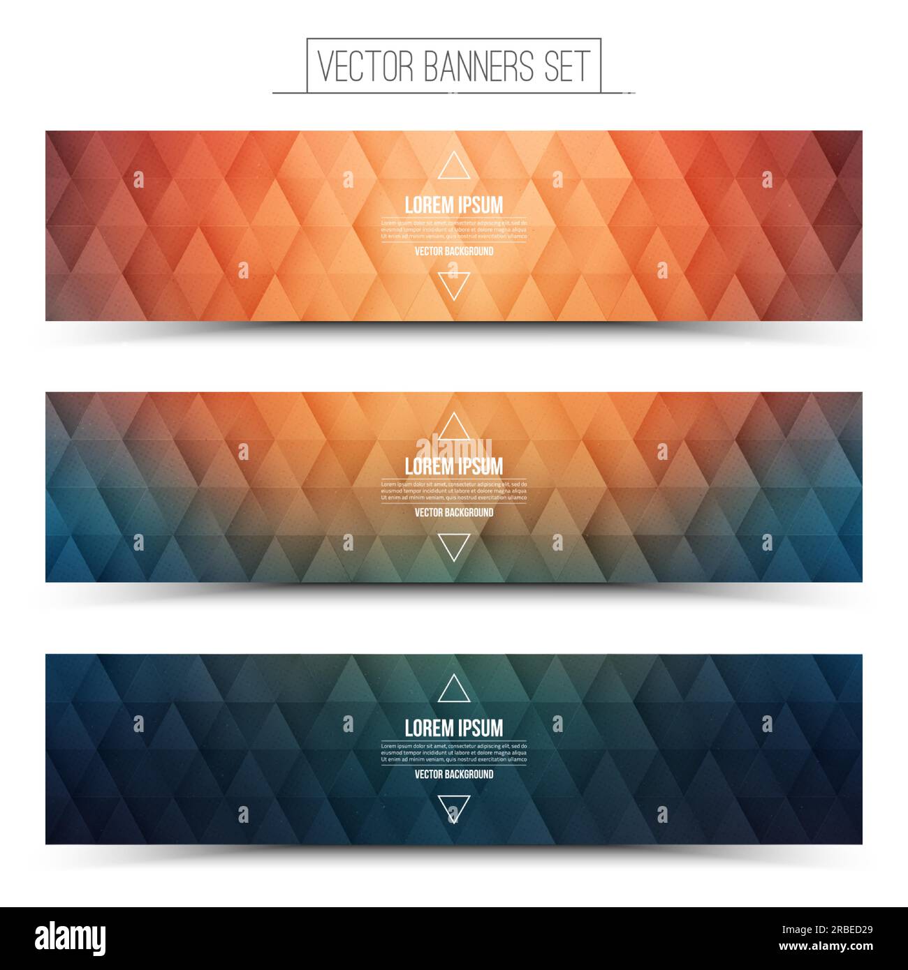 Colored Triangular Structure Orange Blue Banners Set On White ...