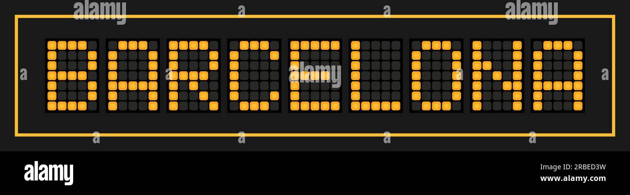 Orange color led banner in word barcelona on black background Stock ...