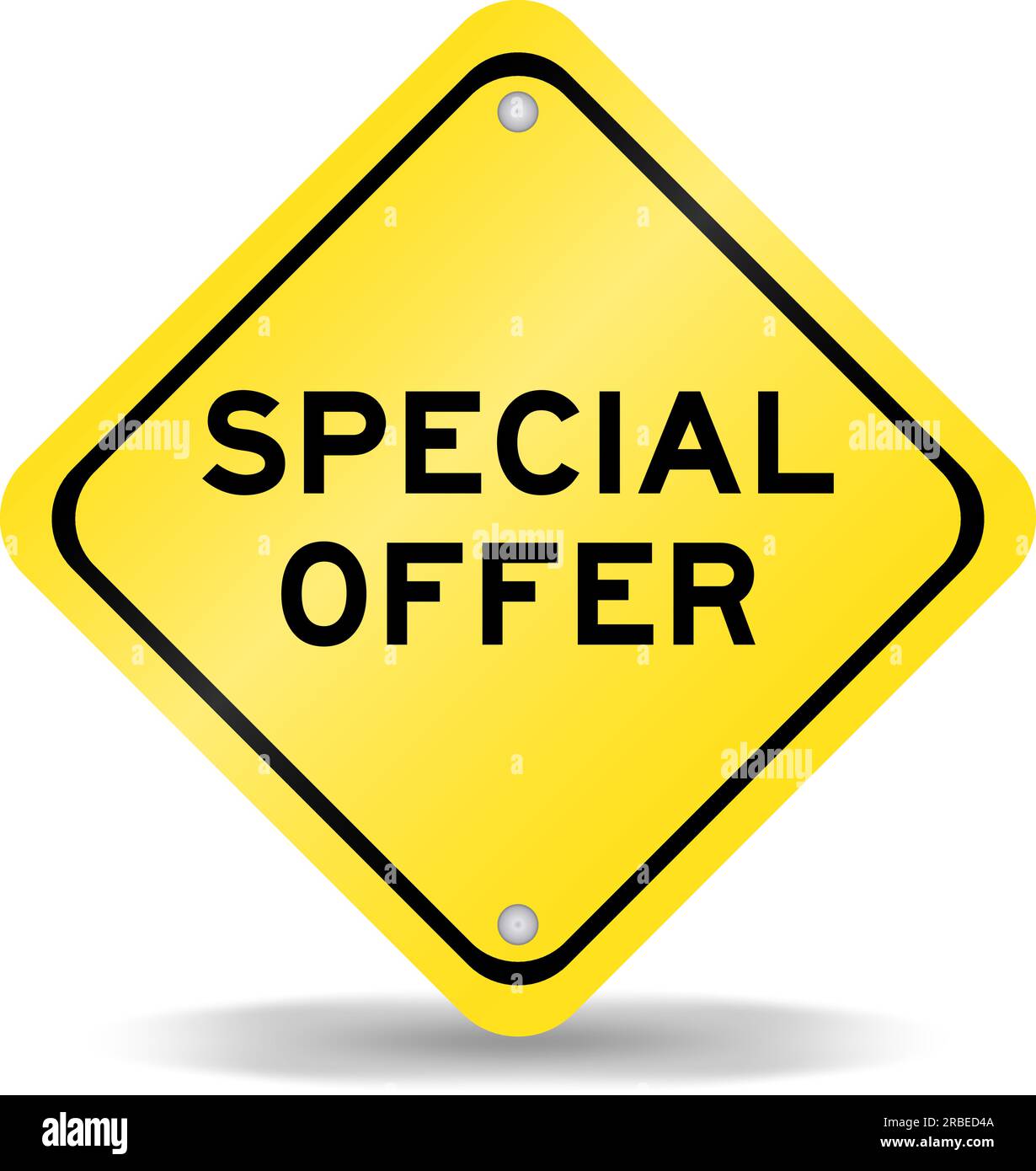 Yellow color transportation sign with word special offer on white ...