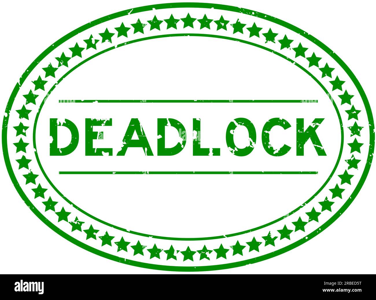 Grunge green deadlock word oval rubber seal stamp on white background ...