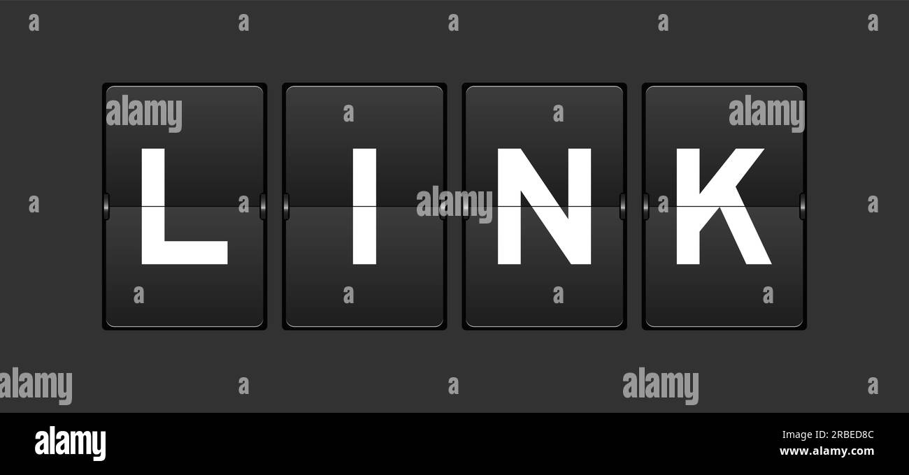 Black color analog flip board with word link on gray background Stock ...