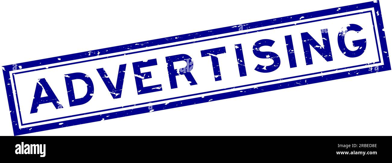 Grunge blue advertising word square rubber seal stamp on white ...