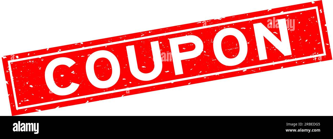 Grunge red coupon word square rubber seal stamp on white background ...