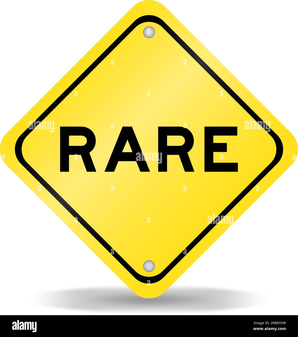 Yellow color transportation sign with word rare on white background ...