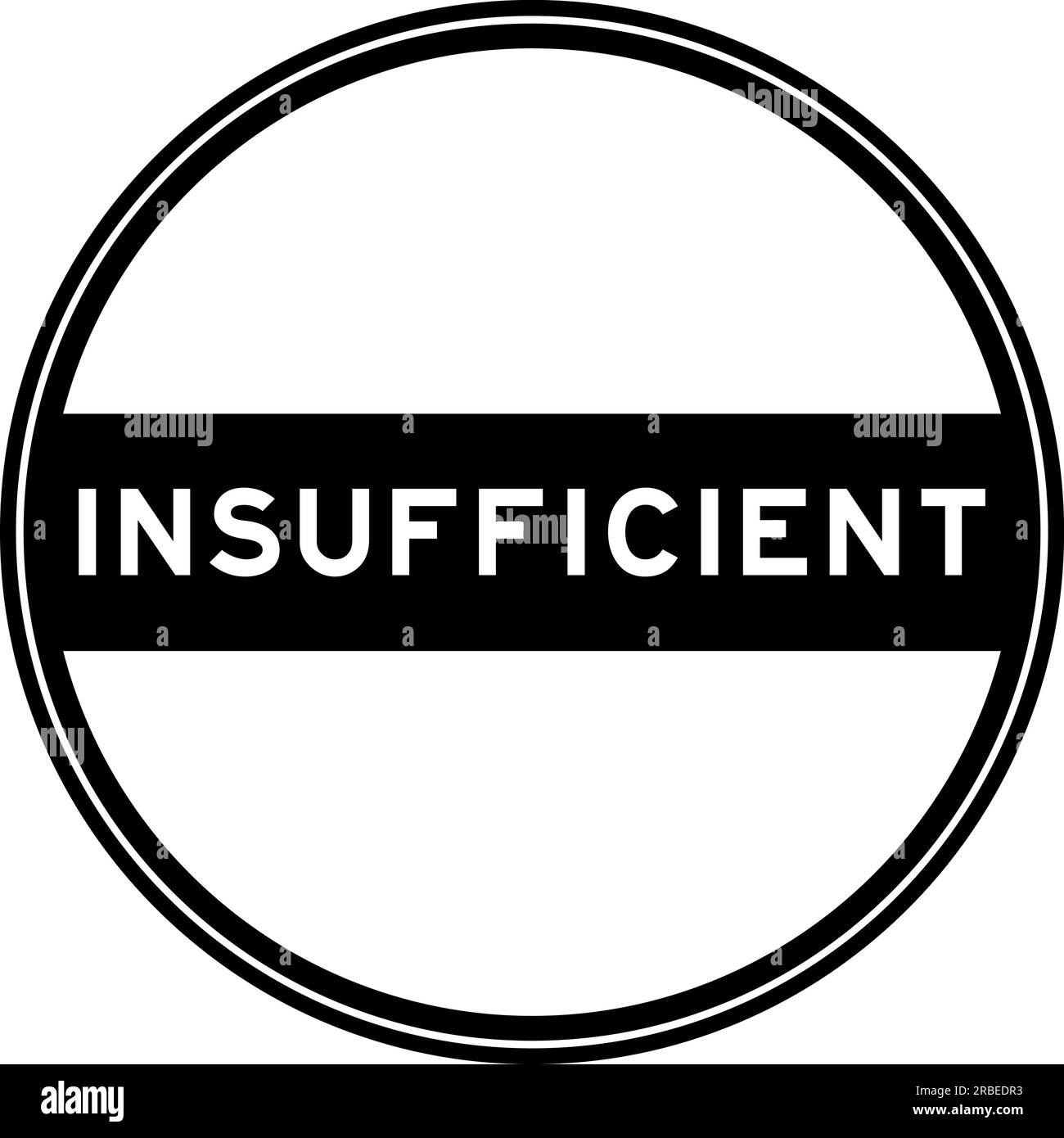 Black color round seal sticker in word insufficient on white background ...