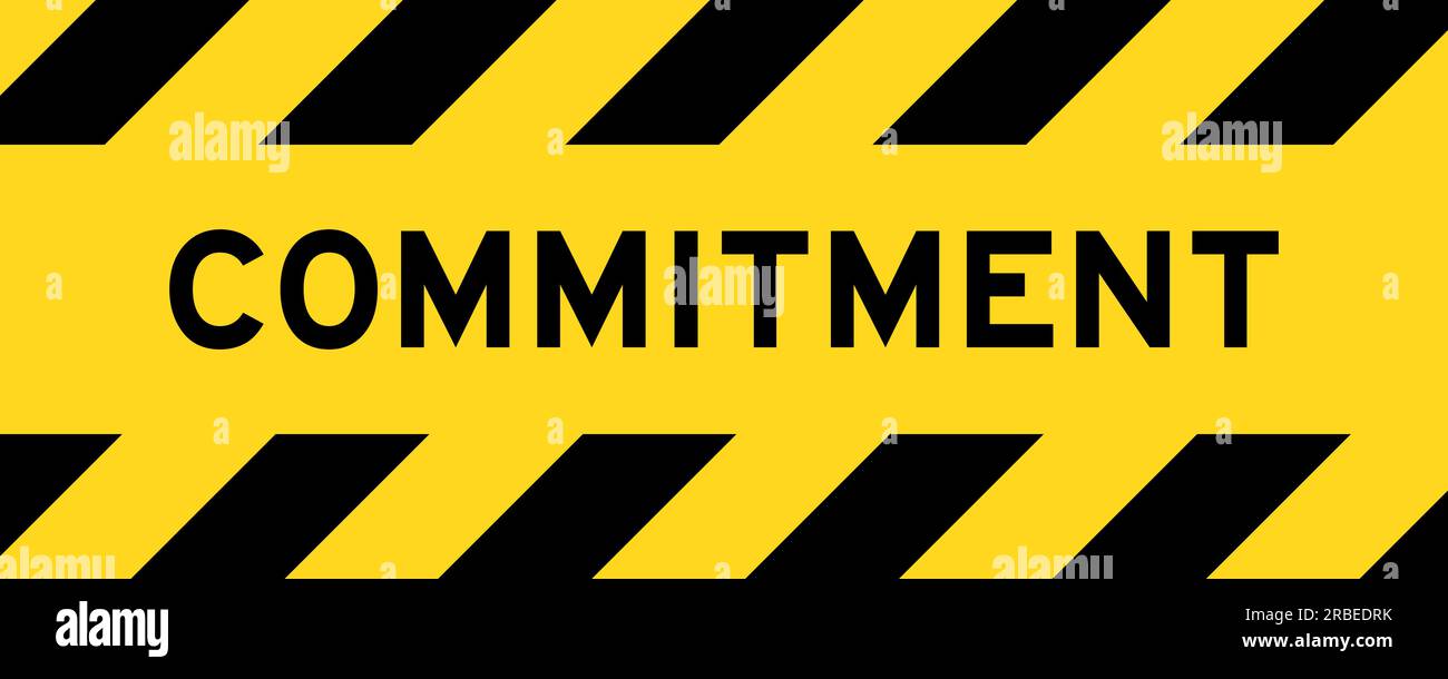 Yellow and black color with line striped label banner with word ...