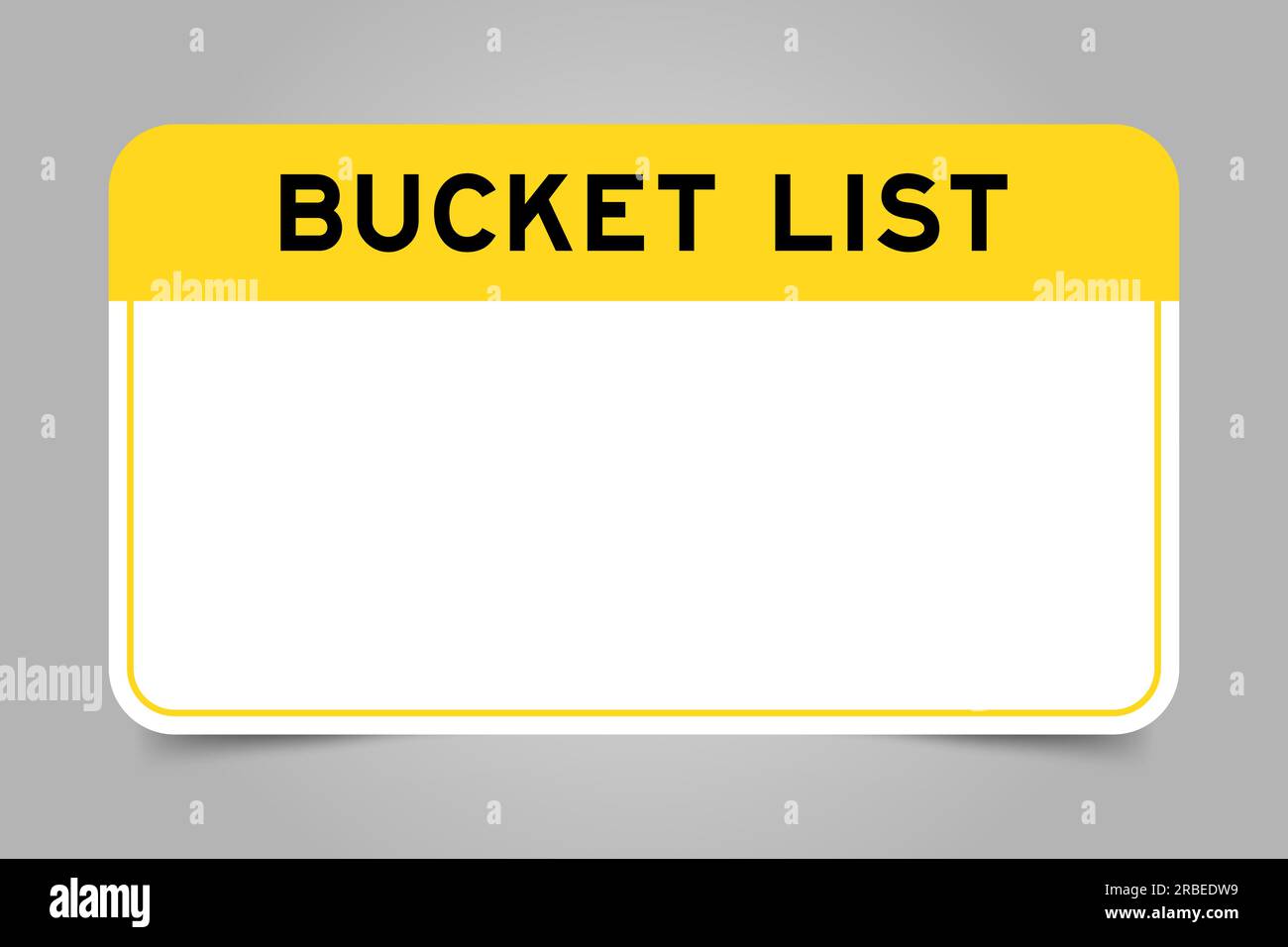 Label banner that have yellow headline with word bucket list and white ...
