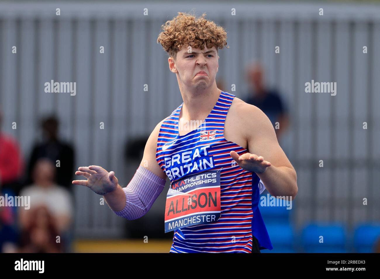 Michael Allison does not seem pleased with his throw in the javelin ...