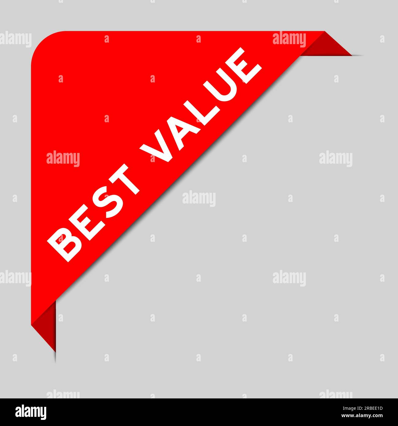 Red color of corner label banner with word best value on gray ...