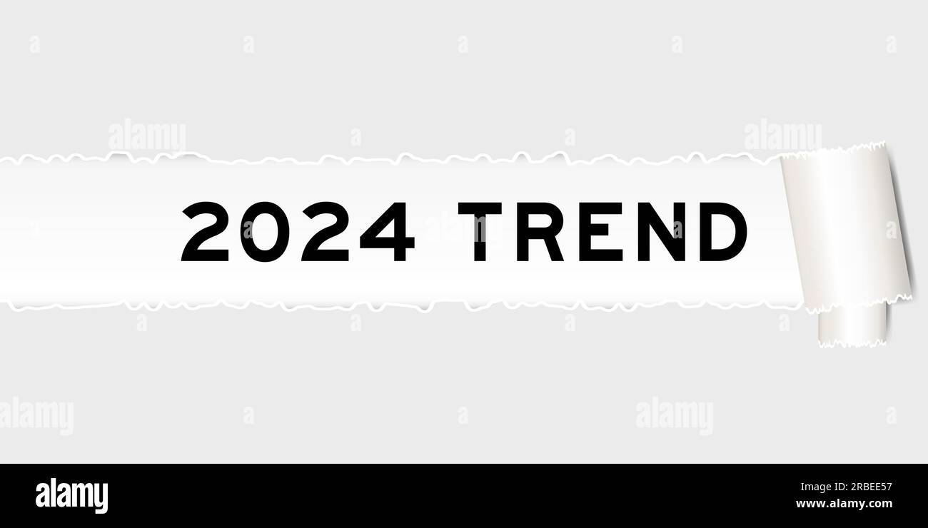 Ripped gray paper background that have word 2024 trend under torn part ...