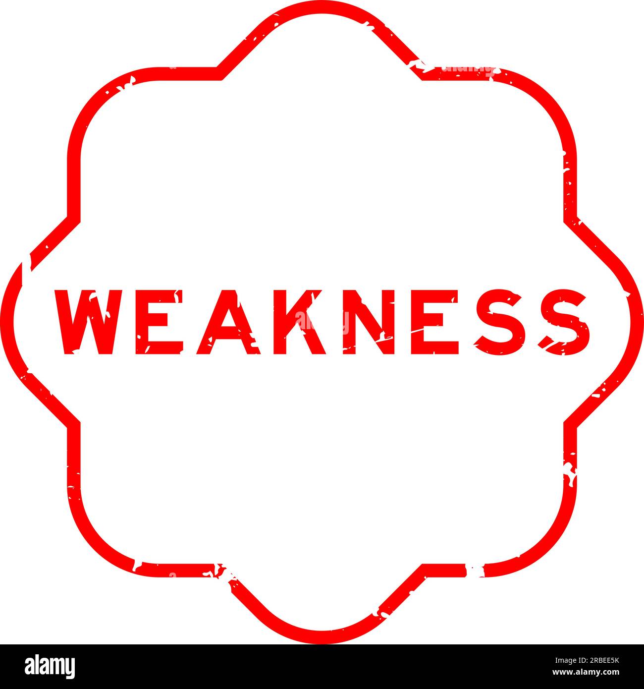 Grunge red weakness word rubber seal stamp on white background Stock ...
