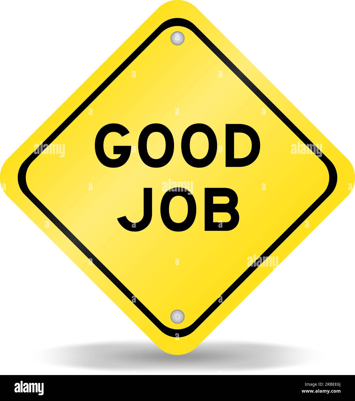 Yellow color transportation sign with word good job on white background ...