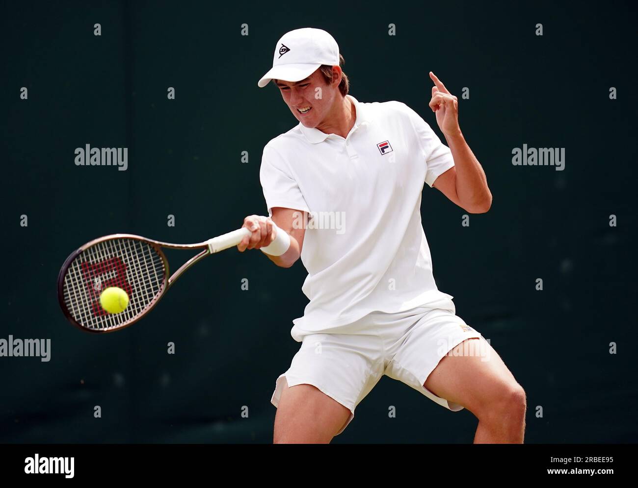 Oliver Bonding in action in the Boys singles on day seven of the 2023 ...