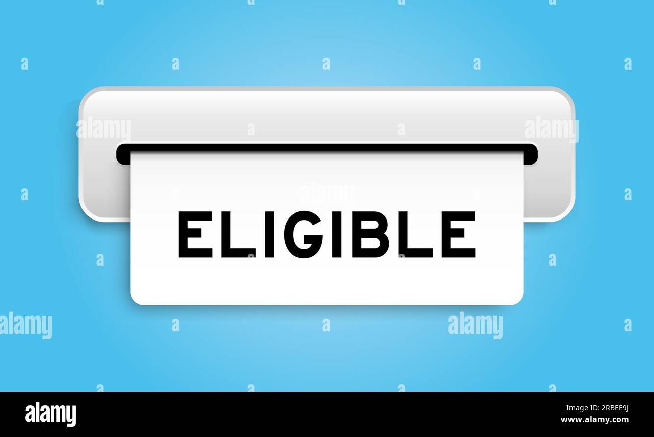 White coupon banner with word eligible from machine on blue color ...