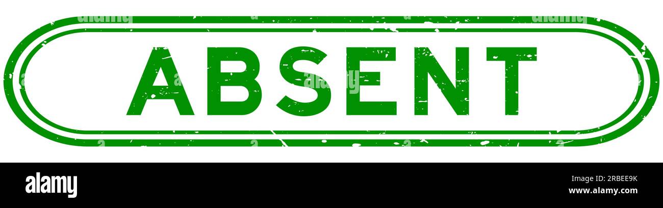 Grunge green absent word rubber seal stamp on white background Stock ...