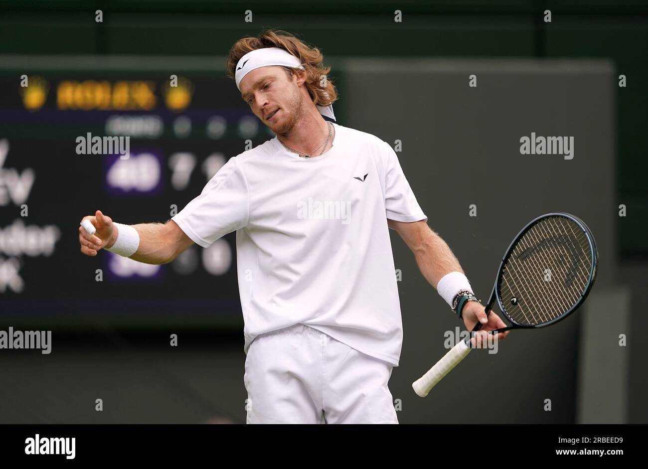 Andrey Rublev reacts during his match against Alexander Bublik (not ...