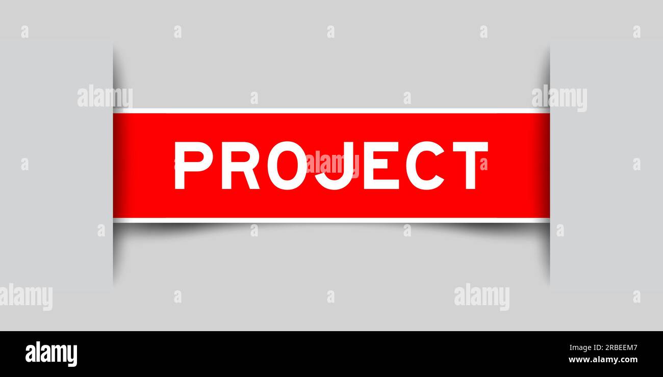 Green color square label sticker with word project that inserted in ...