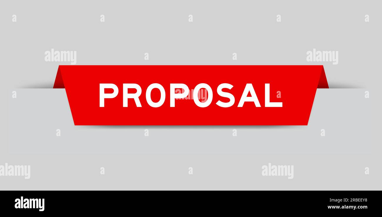 Red color inserted label with word proposal on gray background Stock ...