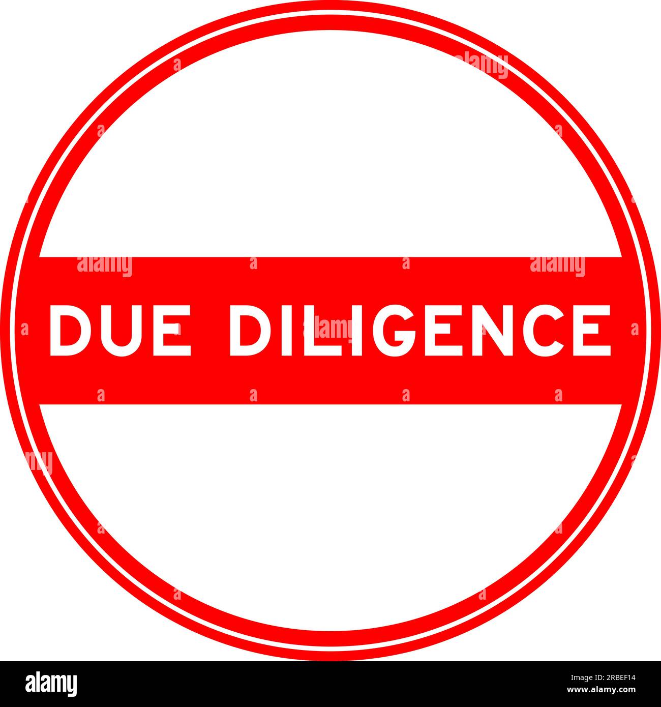 Red color round seal sticker in word due diligence on white background ...