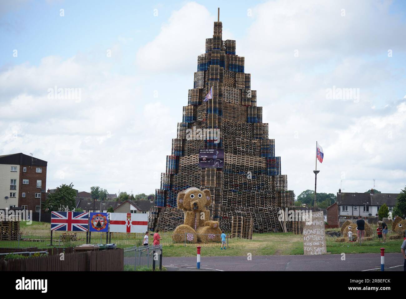 The loyalist Corcrain bonfire in Portadown which will be lit on Monday ...
