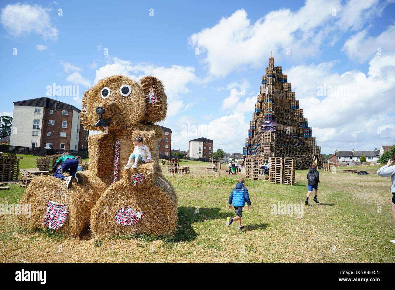 The loyalist Corcrain bonfire in Portadown which will be lit on Monday ...