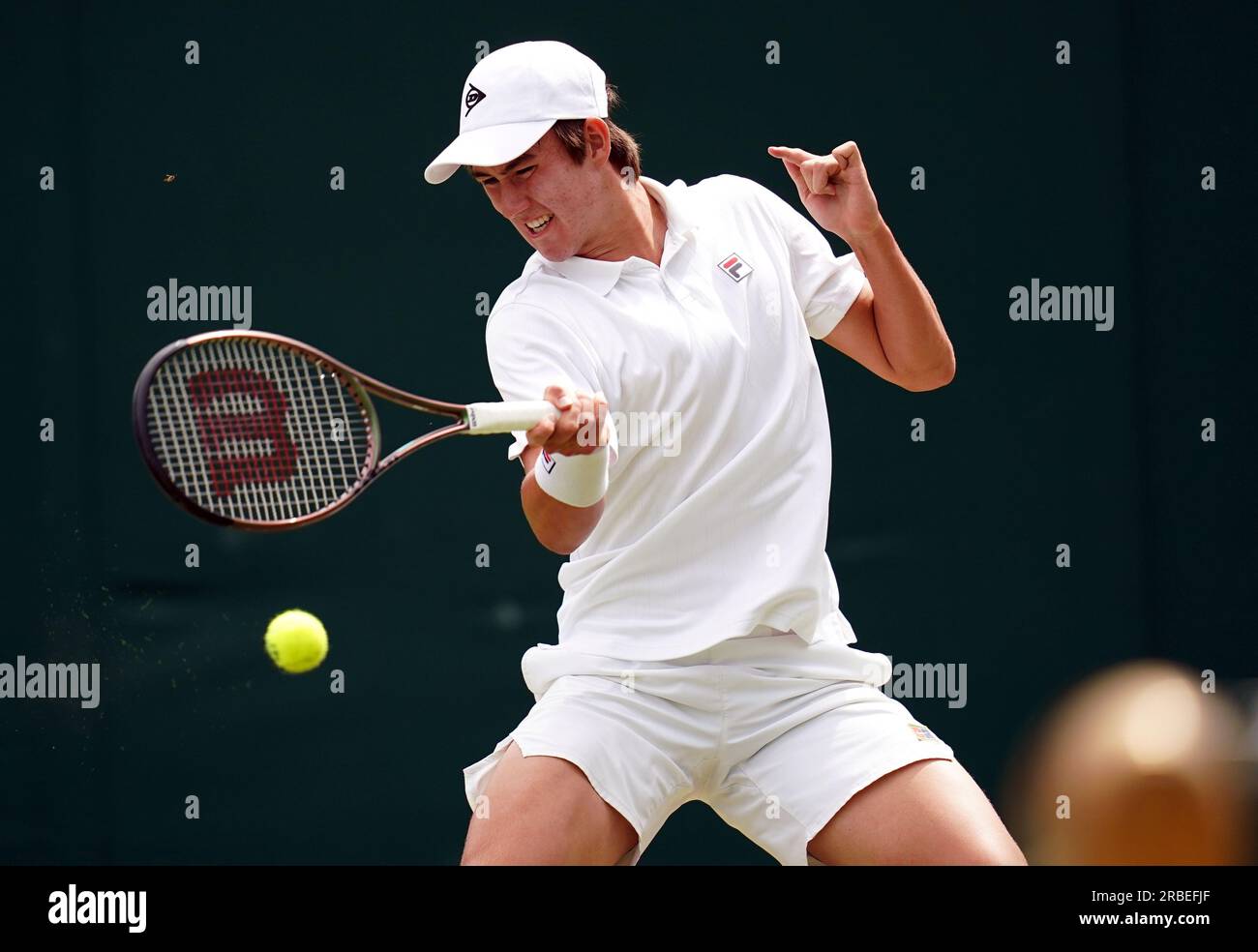 Oliver Bonding during the boys singles on day seven of the 2023 ...