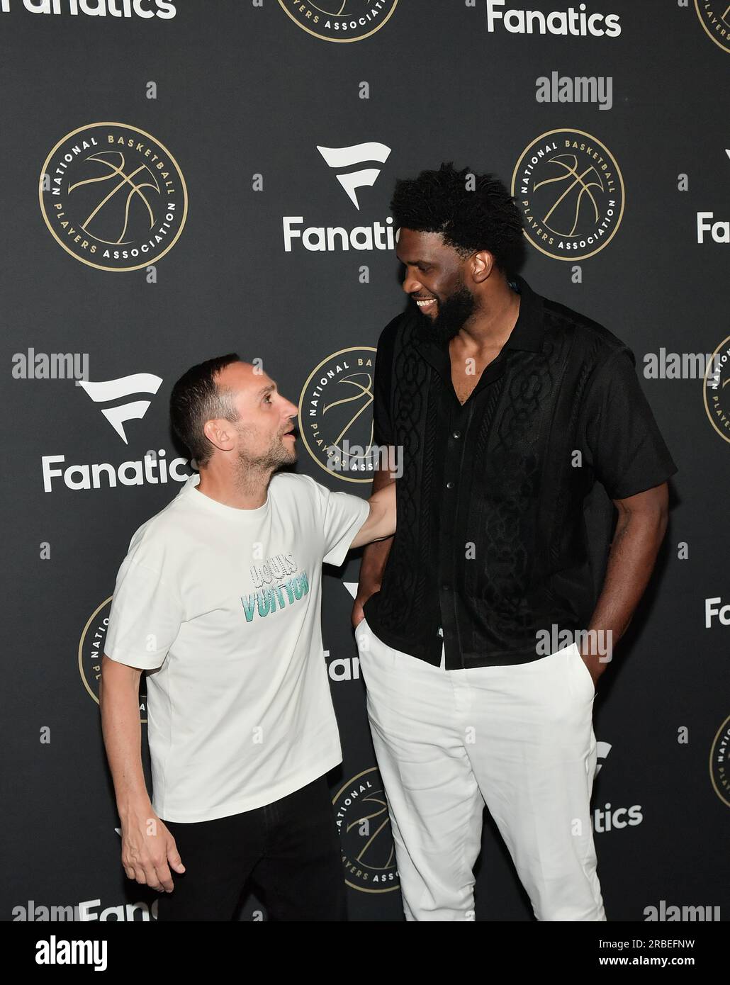 Las Vegas, USA. 08th July, 2023. Michael Rubin (L) and Joel Embiid ...