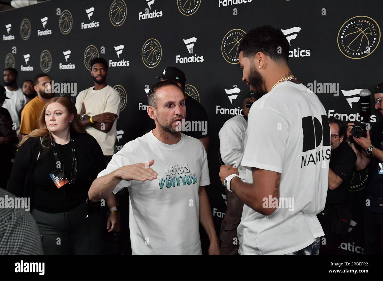 Las Vegas, USA. 08th July, 2023. Michael Rubin (L) and Jayson Tatum ...