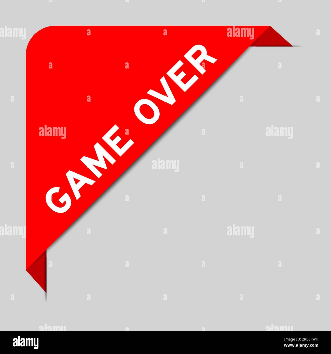 Red color of corner label banner with word game over on gray background ...