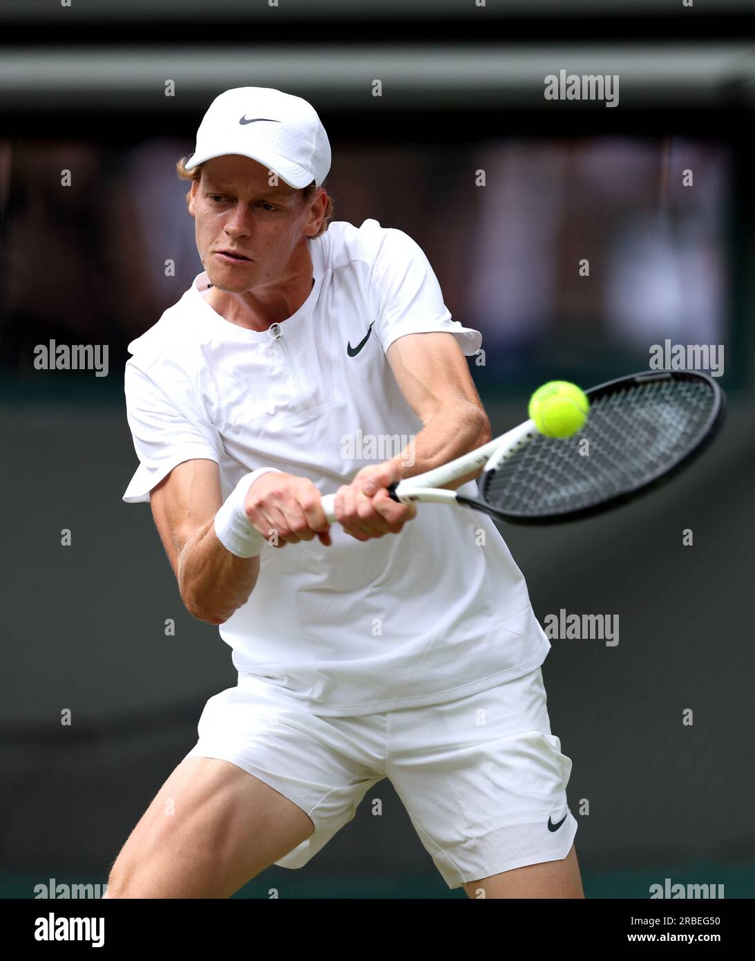 Jannik Sinner in action against Daniel Elahi Galan (not pictured) on ...