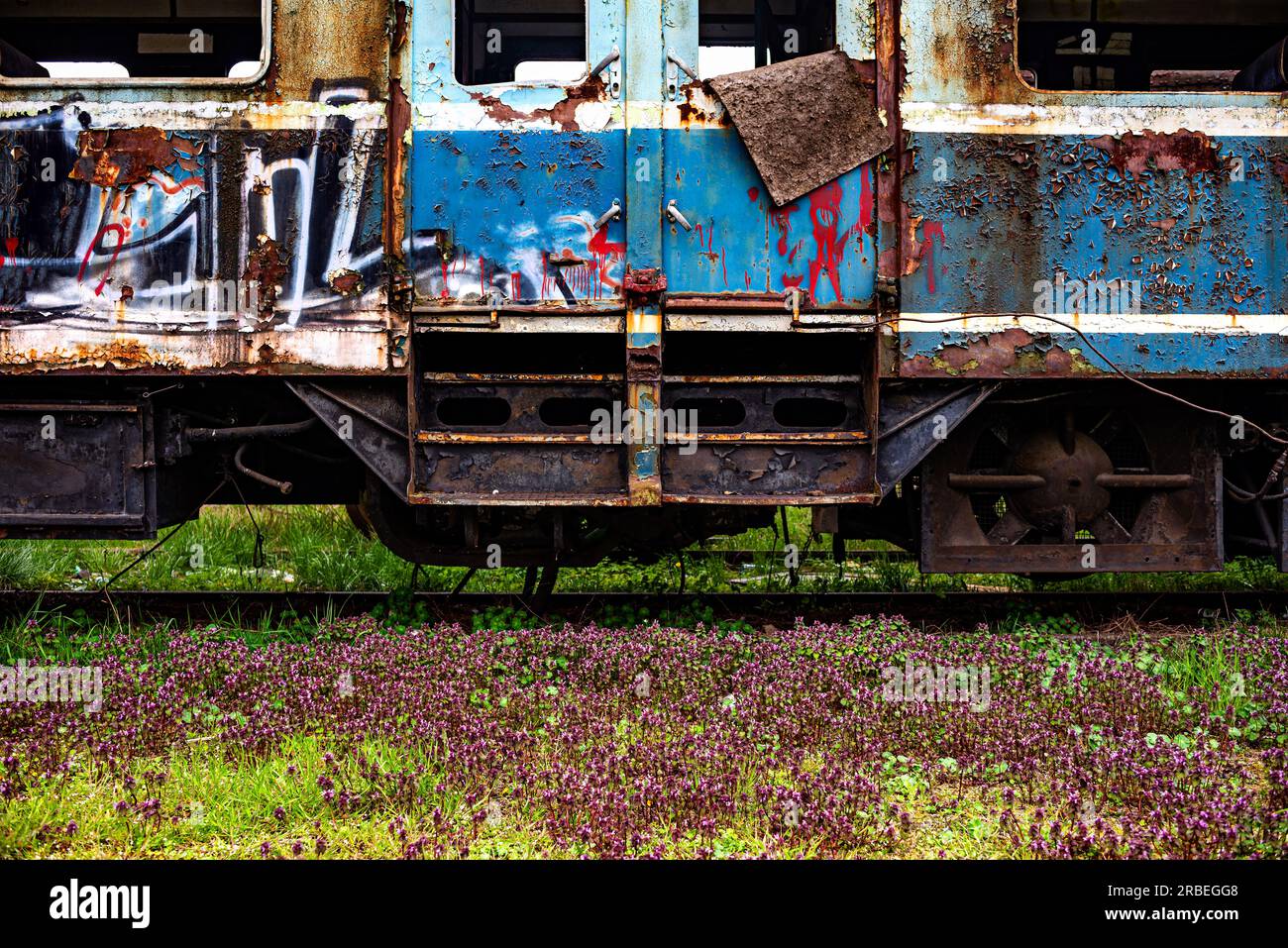 Old rusty passenger electric multiple unit train decommissioned and ...