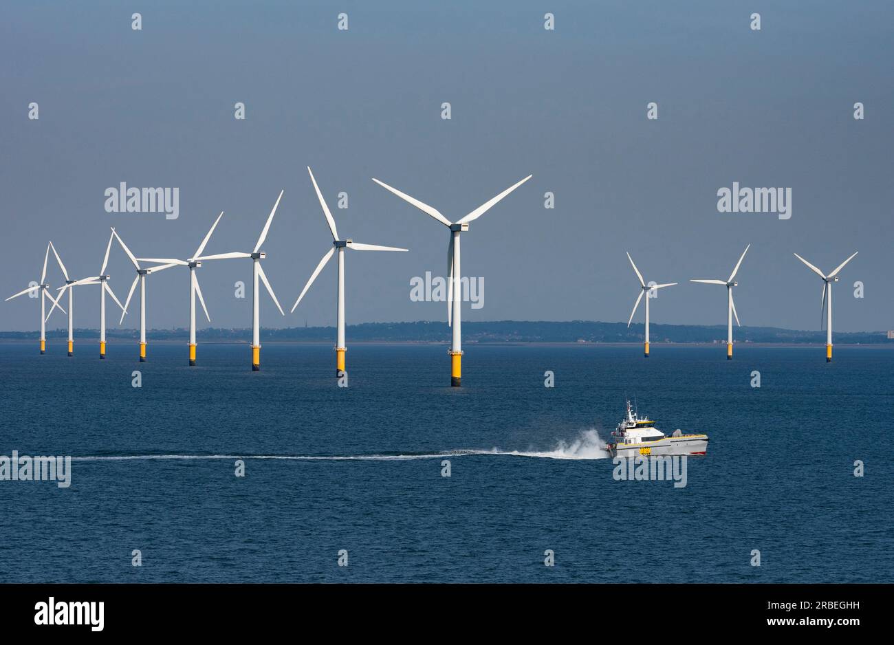 Burbo Bank, Liverpool Bay, England UK. 8 June 2023. Viewed from the sea ...