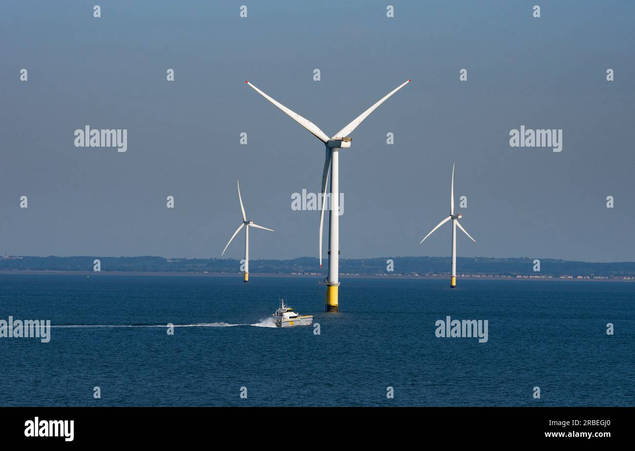 Burbo Bank, Liverpool Bay, England UK. 8 June 2023. Viewed from the sea ...