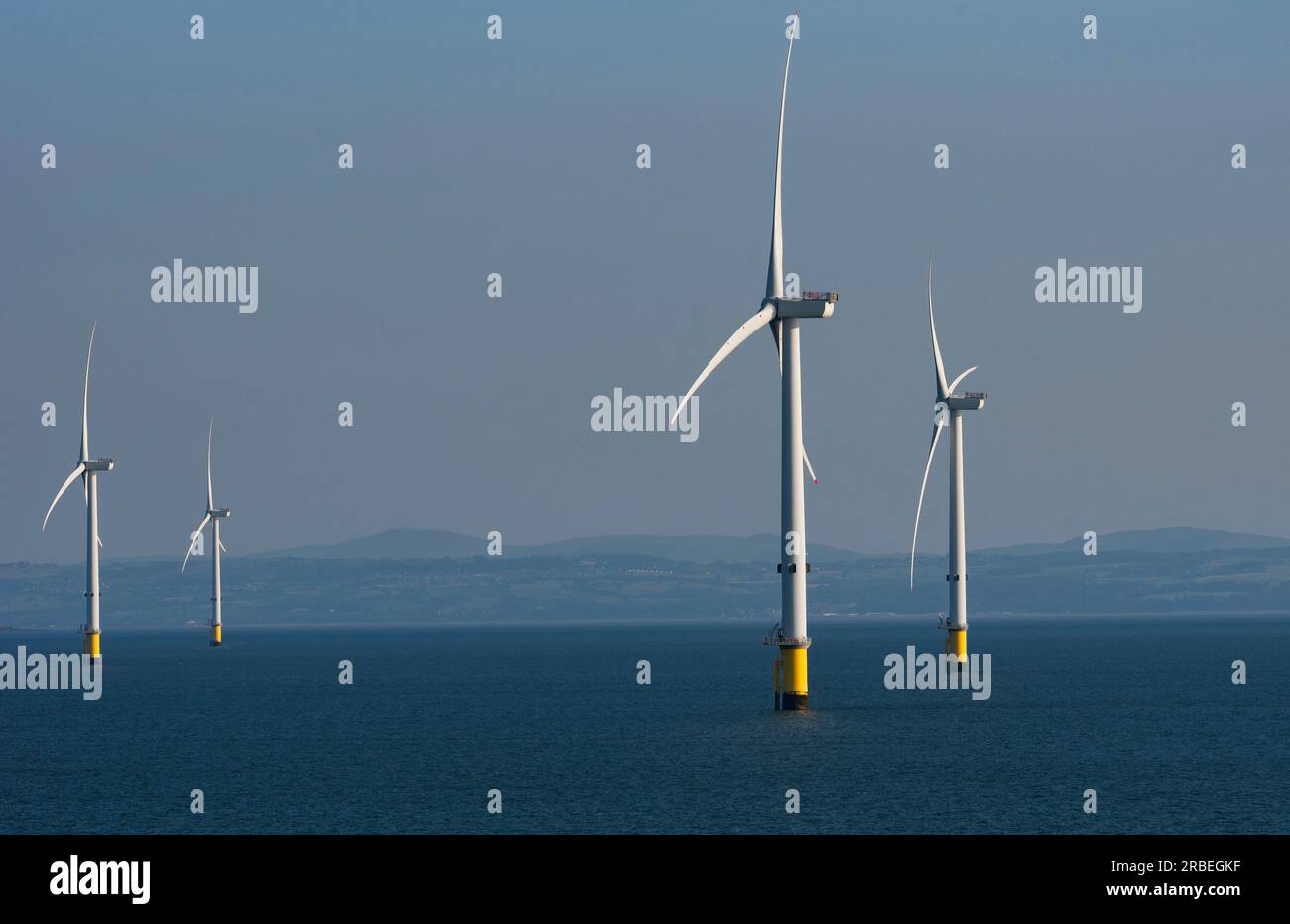 Burbo Bank, Liverpool Bay, England UK. 8 June 2023. Viewed from the sea ...
