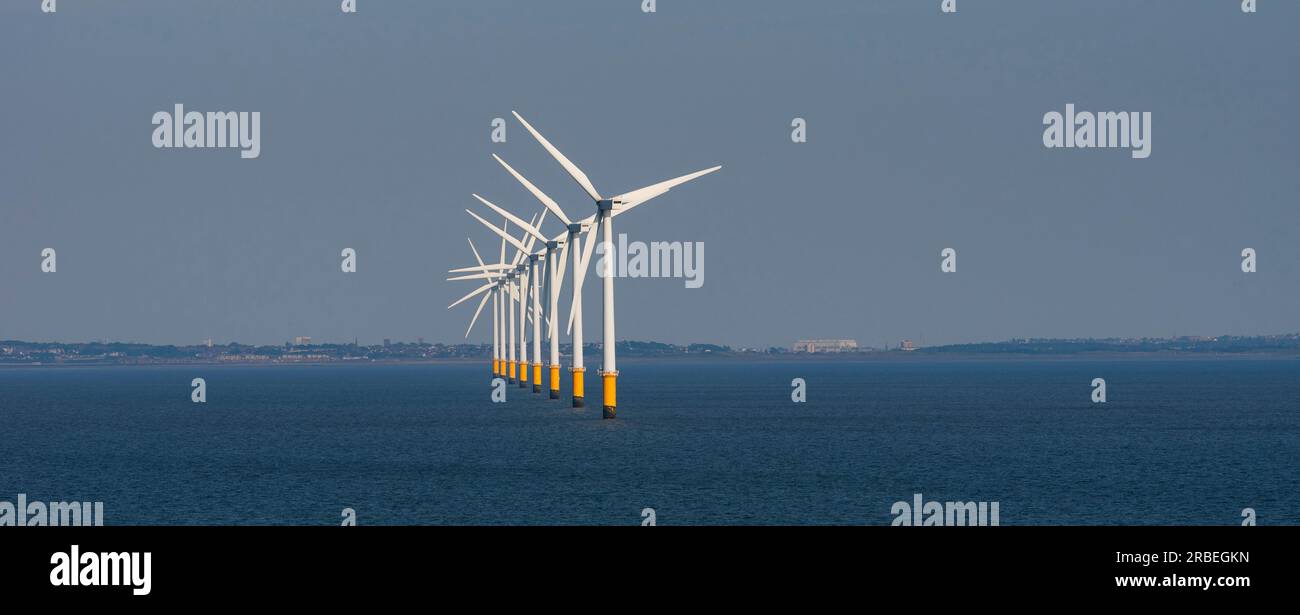 Burbo Bank, Liverpool Bay, England UK. 8 June 2023. Viewed from the sea ...