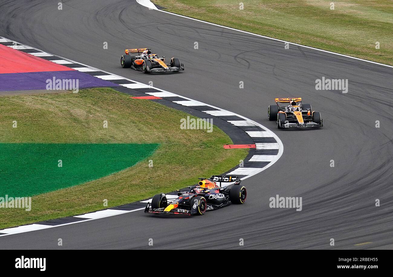 Red Bull's Max Verstappen leads from McLaren's Lando Norris through ...