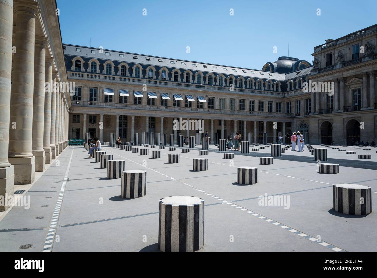 Courtyard of Honor, with installation of columns by Daniel Buren ...