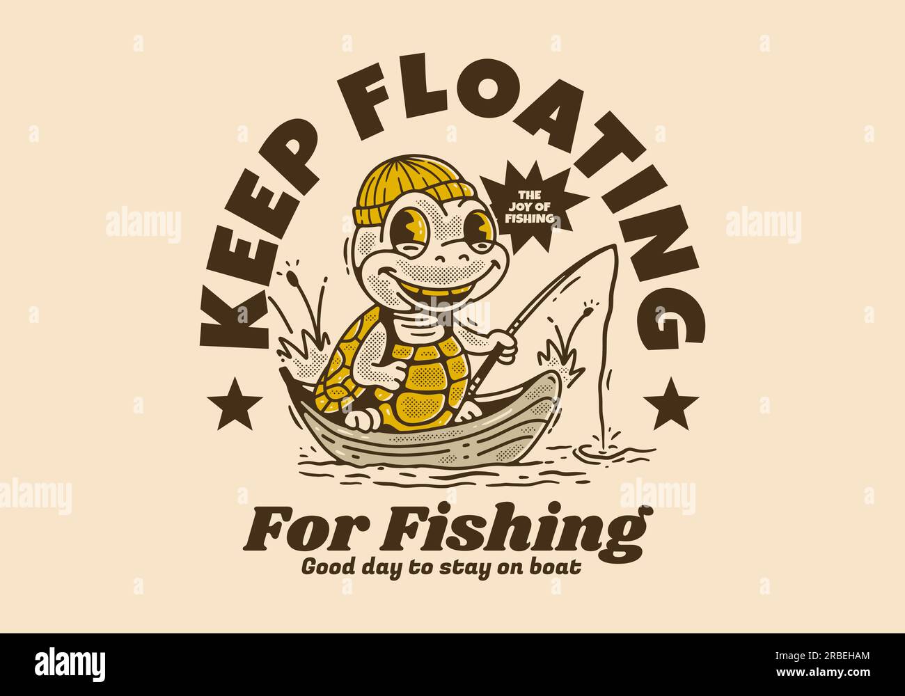 Keep floating for fishing, Mascot character illustration of the turtle ...