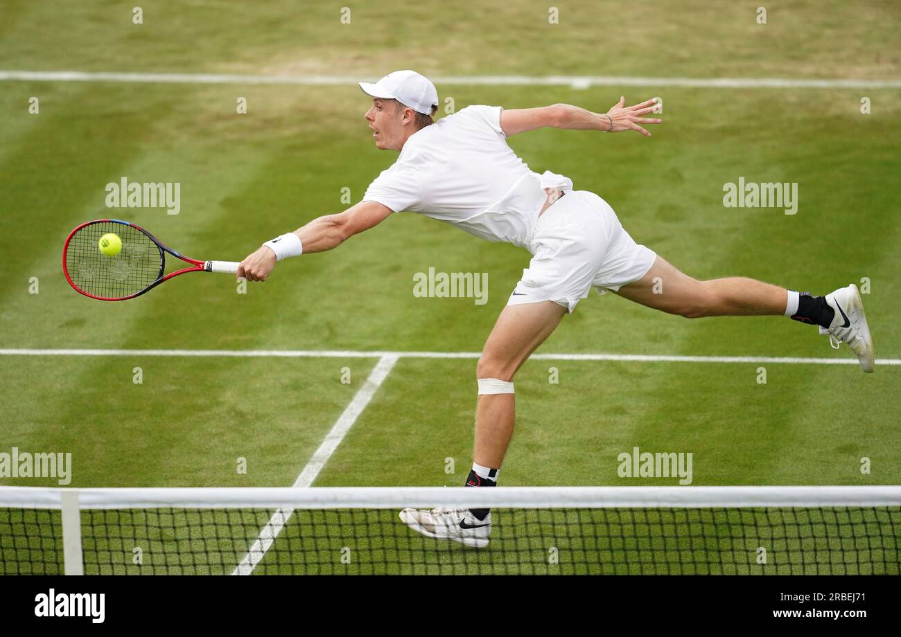 Denis Shapovalov in action against Roman Safiullin (not pictured) on ...