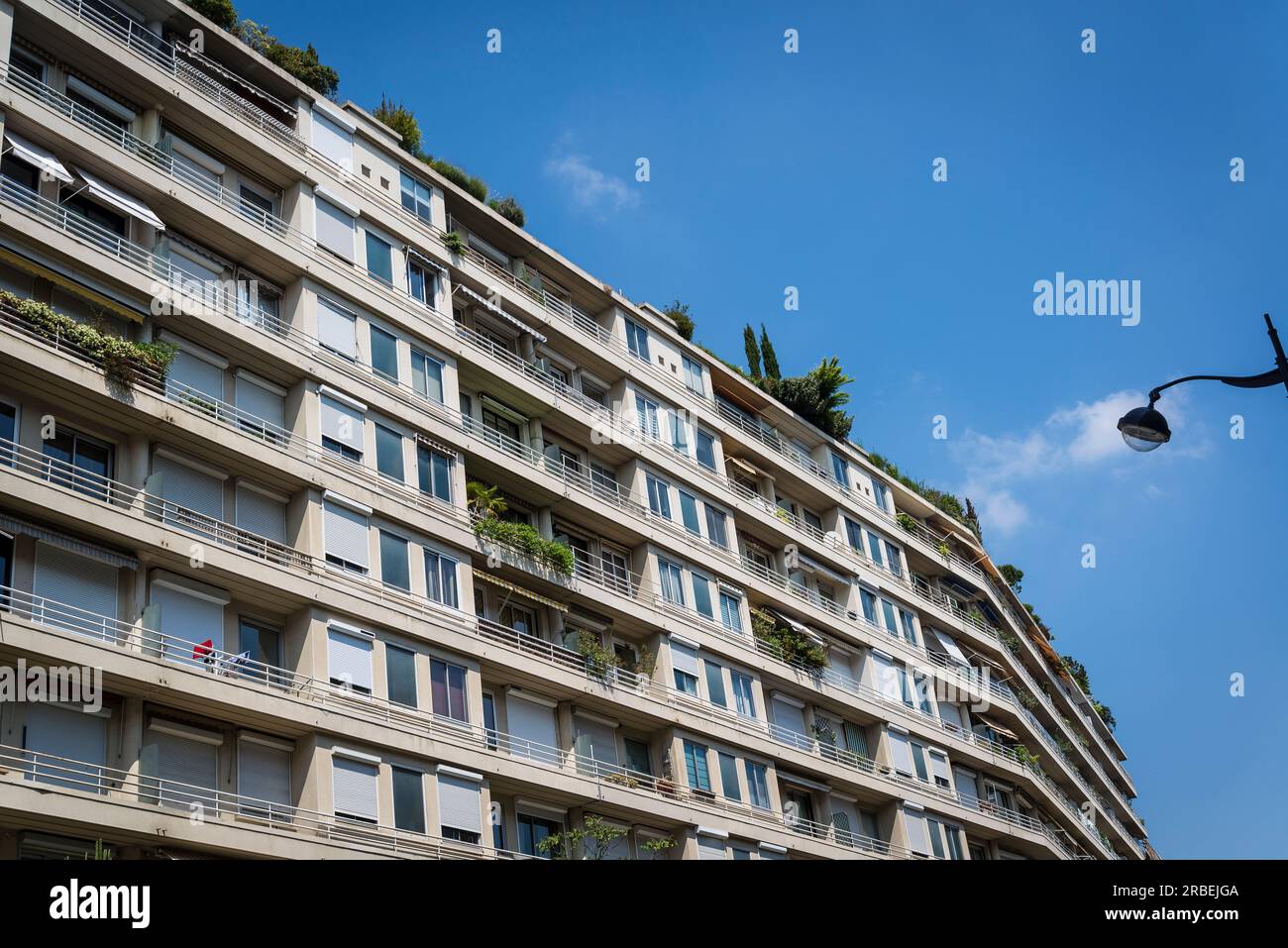 Modern apartment block with green roof garden, Paris, France Stock ...