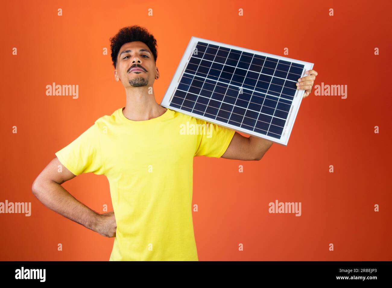 Man holding photovoltaic solar hi-res stock photography and images - Alamy