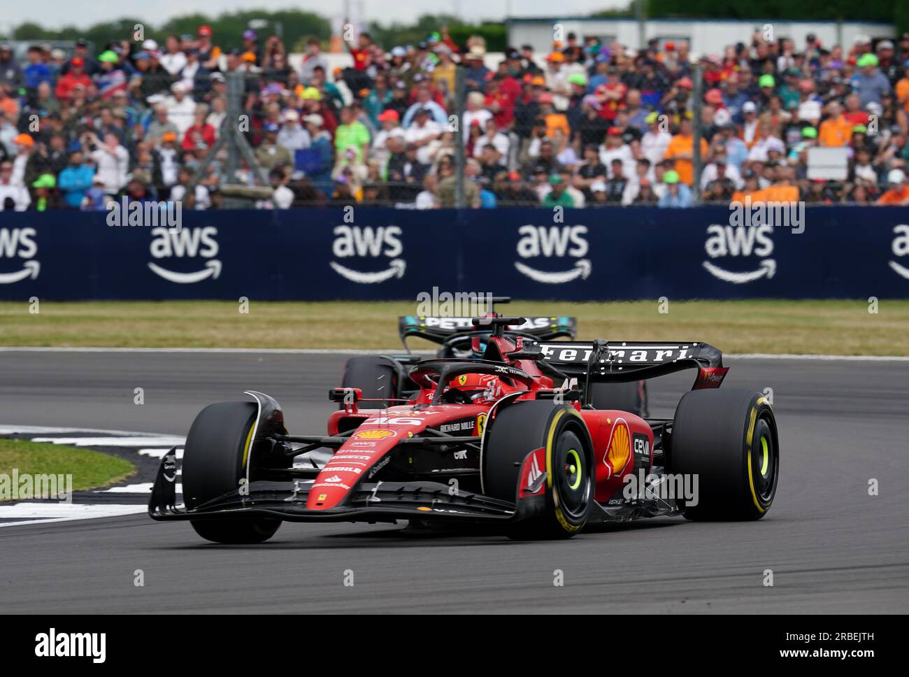 Ferrari's Charles Leclerc drives around Luffield during the British ...