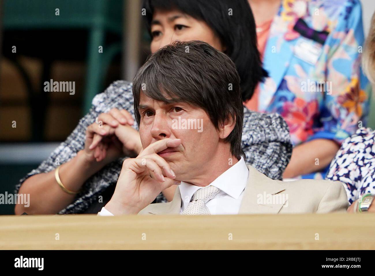Brian Cox in the royal box of centre court on day seven of the 2023 ...