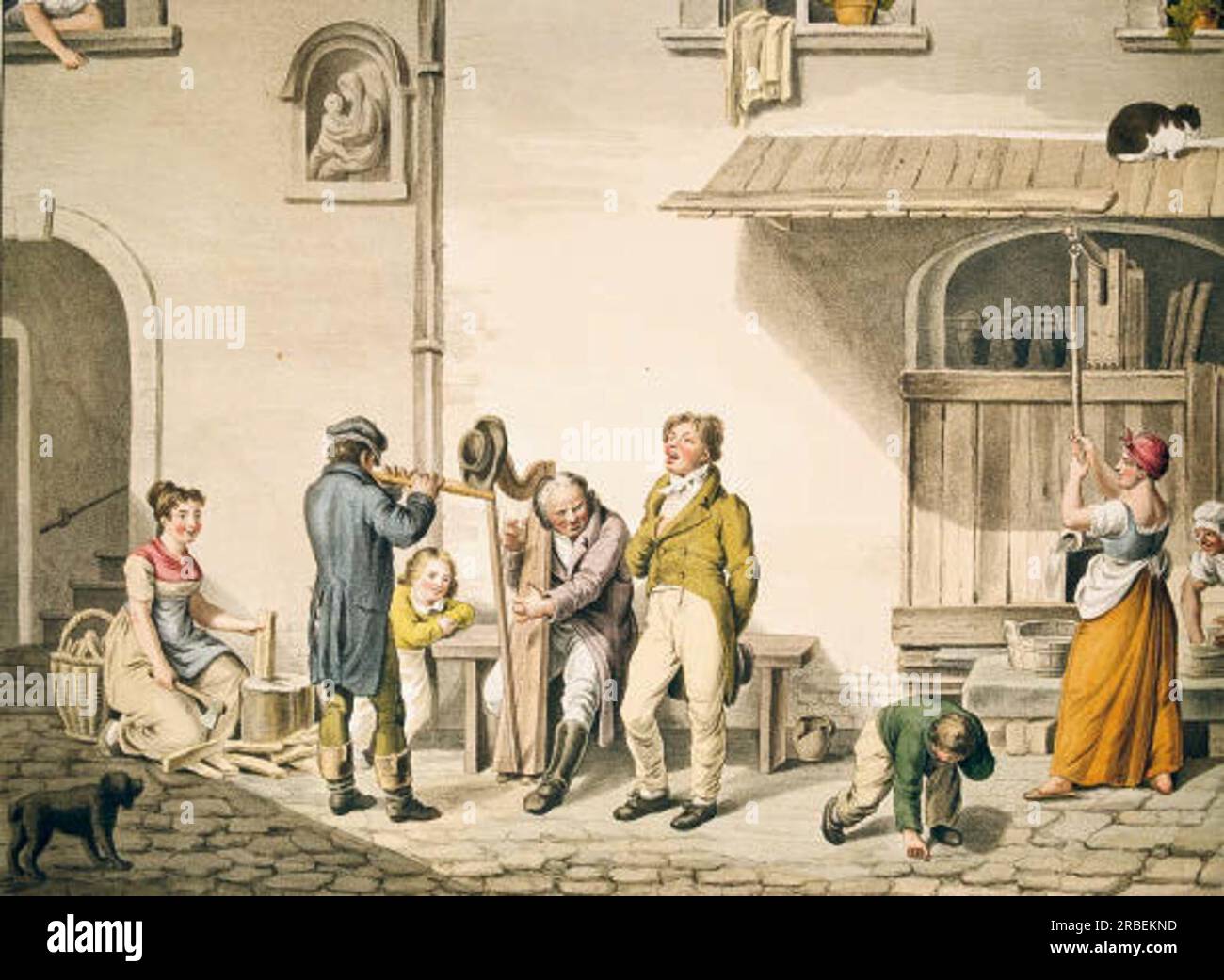 The ballad singer, after a drawing by Josef Lanzedelly 1819 by Heinrich ...