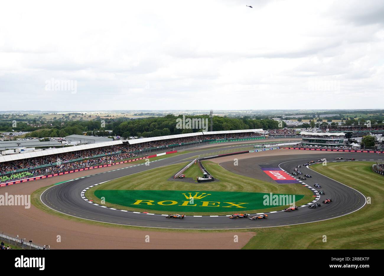 McLaren's Lando Norris leads around the Luffield corner on the opening ...