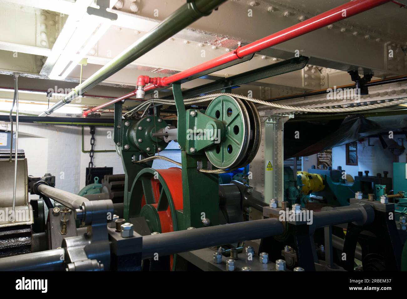 Emergency brake on the old engine that was used to raise Tower Bridge ...