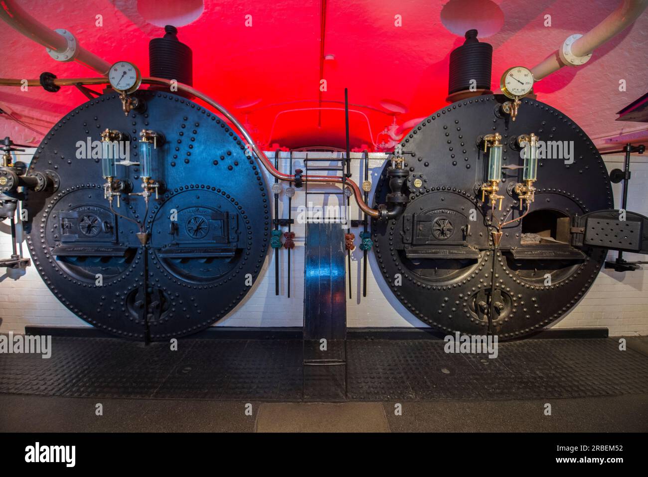 two boilers of the steam engine that was used in Tower Bridge Stock ...